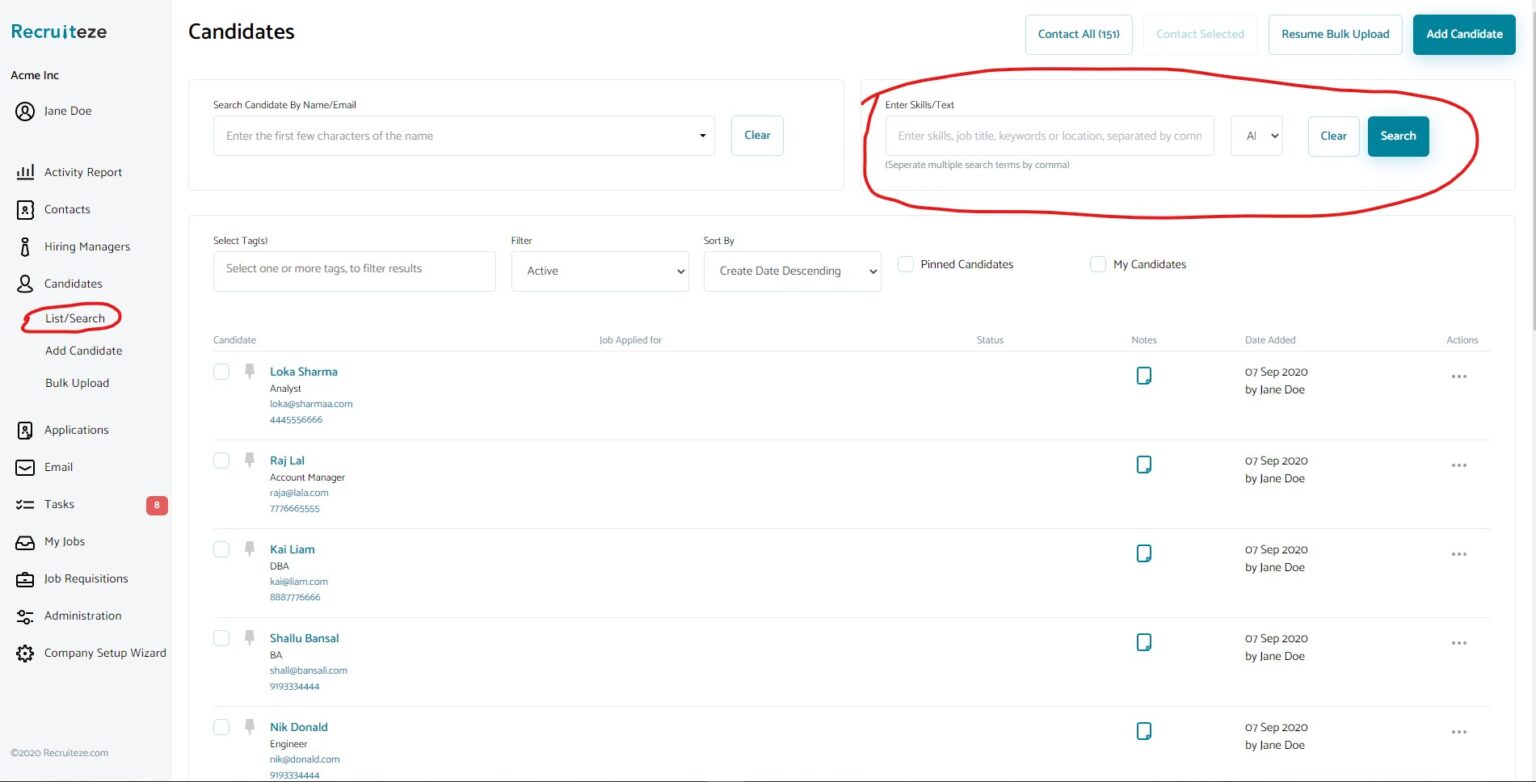 Applicant Tracking System: How to search candidates in the database
