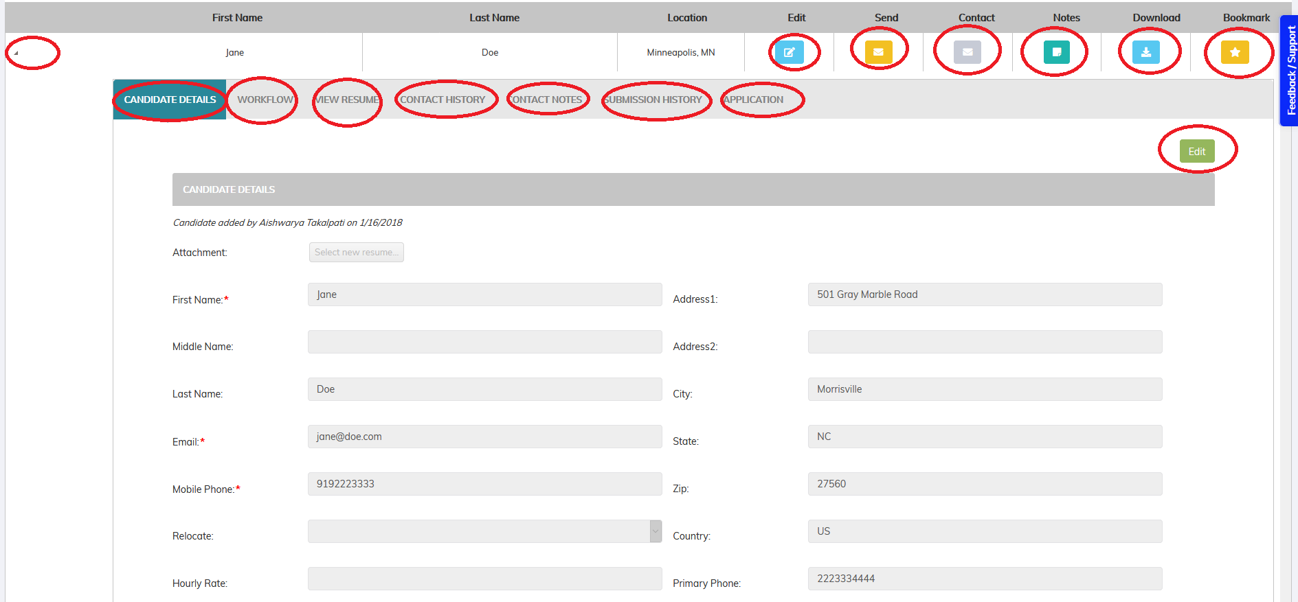 Applicant Tracking System: Candidate Detail View Feature